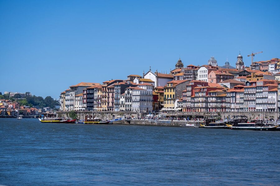 Porto Ribeira waterfront buildings along the river