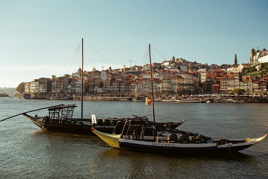 Traditional boats along the Porto waterfront