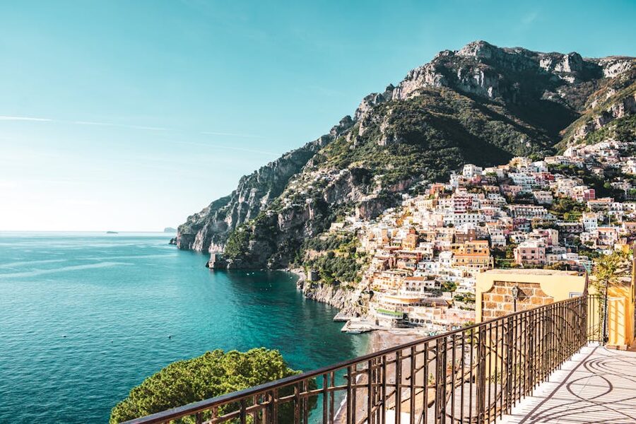 Positano cliffs and Mediterranean sea