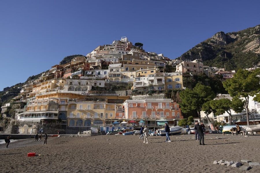 Positano hillside with Mediterranean beach