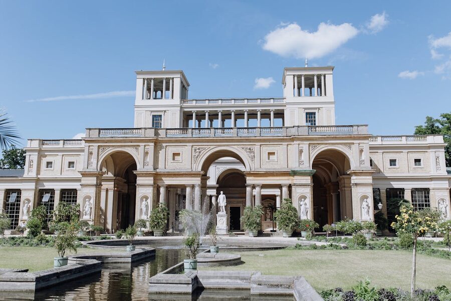 The Orangery Palace in Potsdam with its long Italian Renaissance-style facade