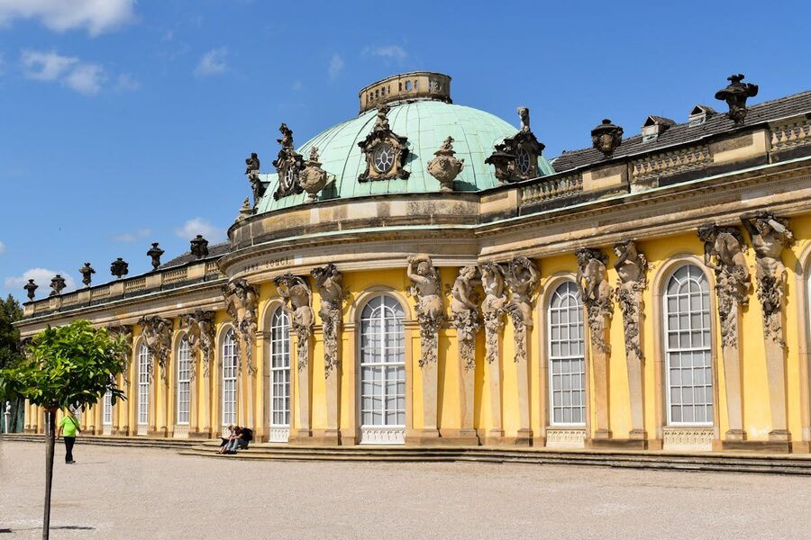 Baroque architectural details of Sanssouci Palace in Potsdam