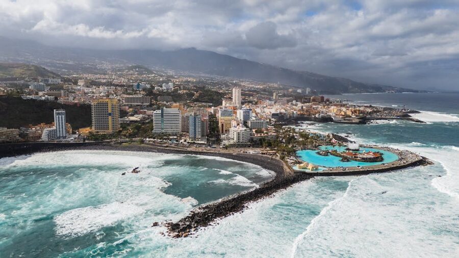 Aerial view of Puerto de la Cruz Tenerife coast