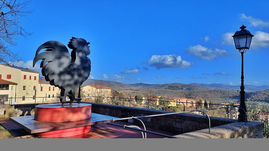 Radda in Chianti with Gallo Nero view