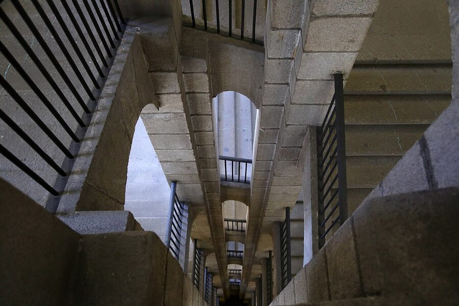 Reina Sofia courtyard viewed from Nouvel wing