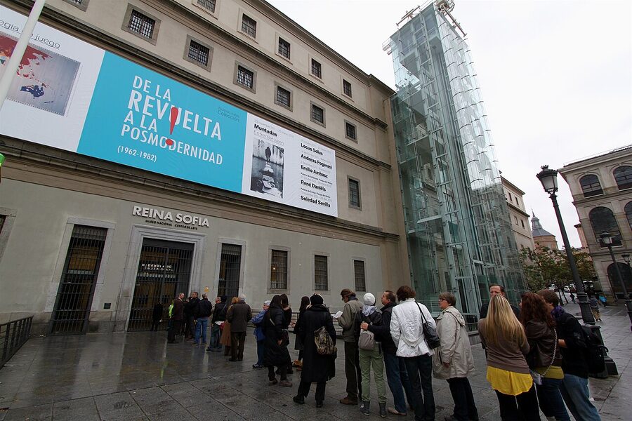 Museo Reina Sofia Madrid exterior with glass lifts