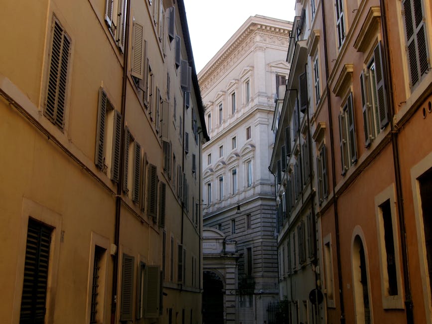 Narrow historic alley in central Rome