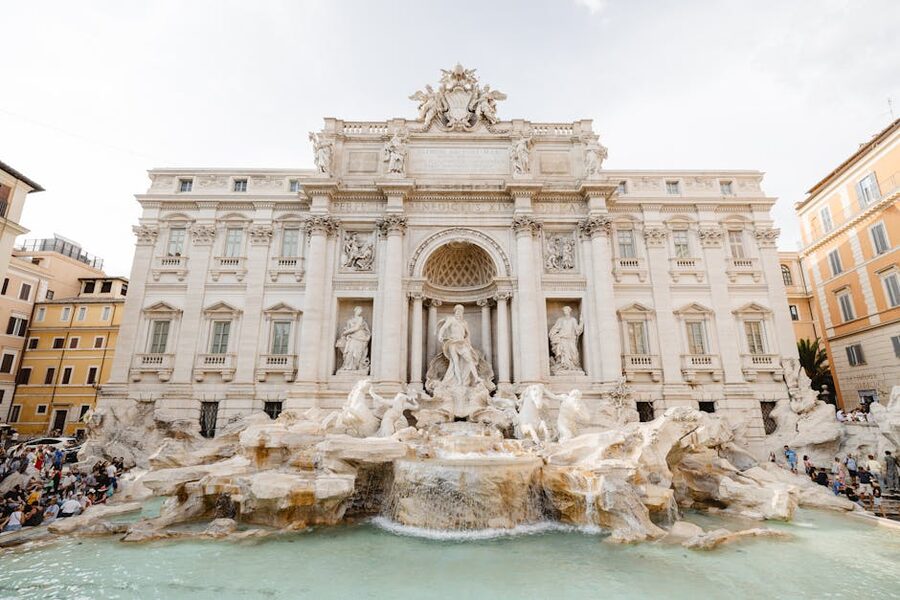 Rome Trevi Fountain on a sunny day