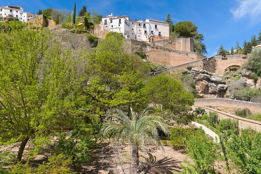 Ronda view from the Arab Baths cliff side