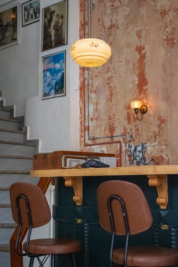 Vintage cafe interior with rustic decor