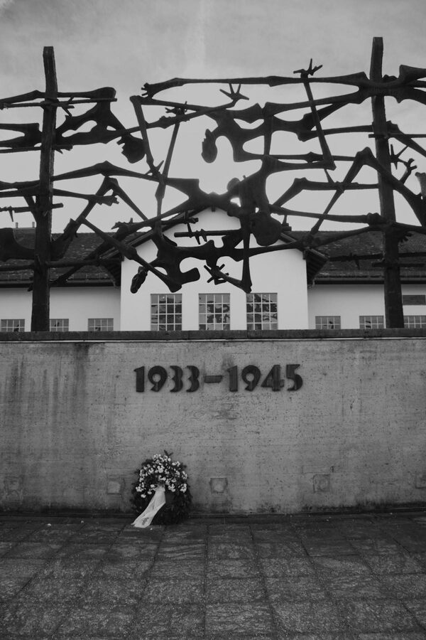 Memorial sculpture and monument at Dachau concentration camp site
