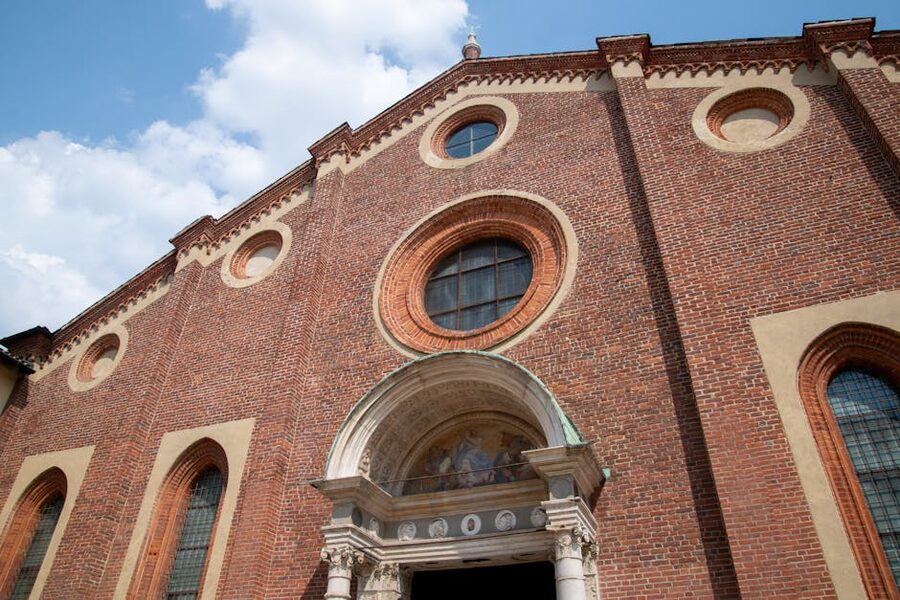 Santa Maria delle Grazie facade in Milan, Italy