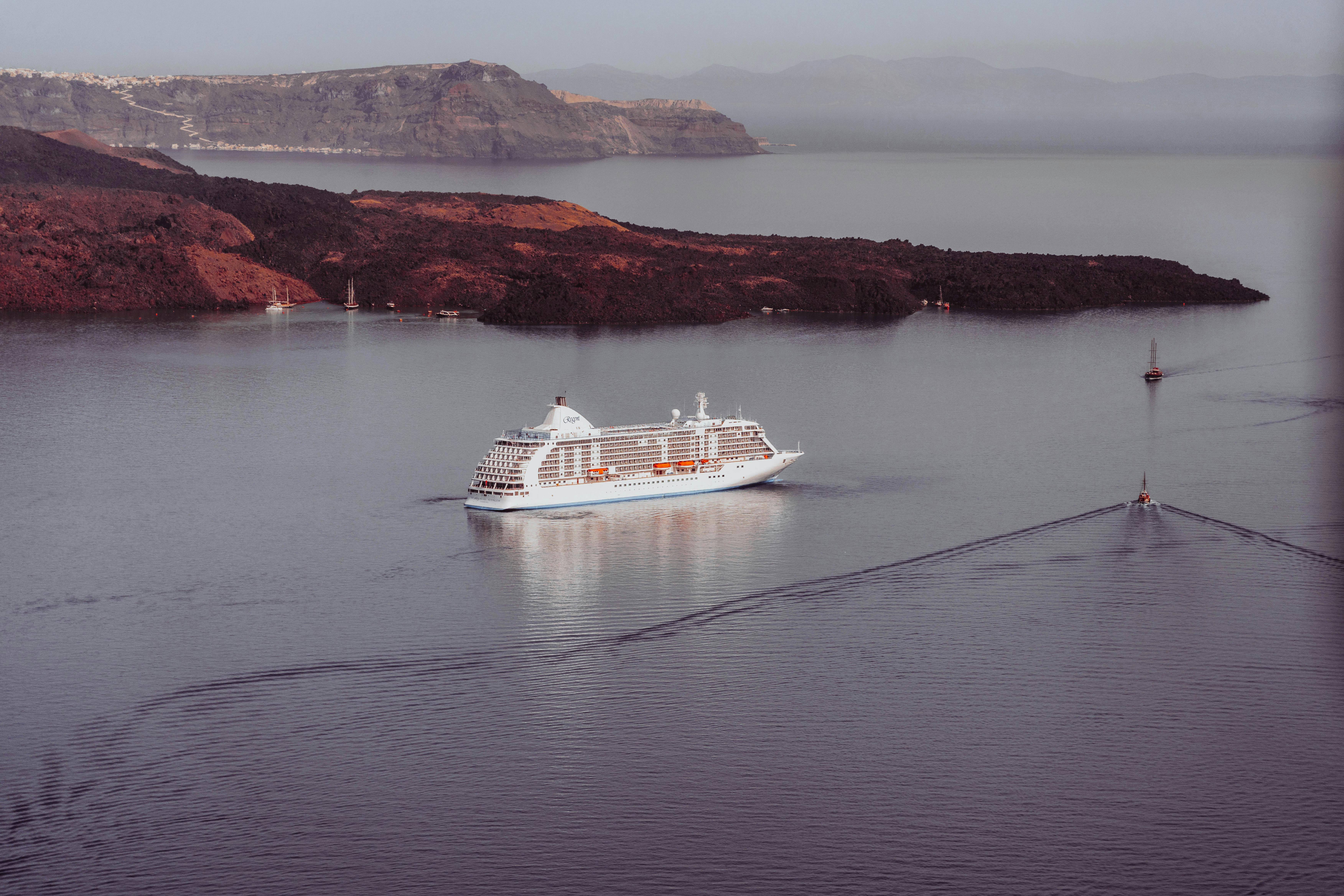 Cruise ship in the Santorini caldera