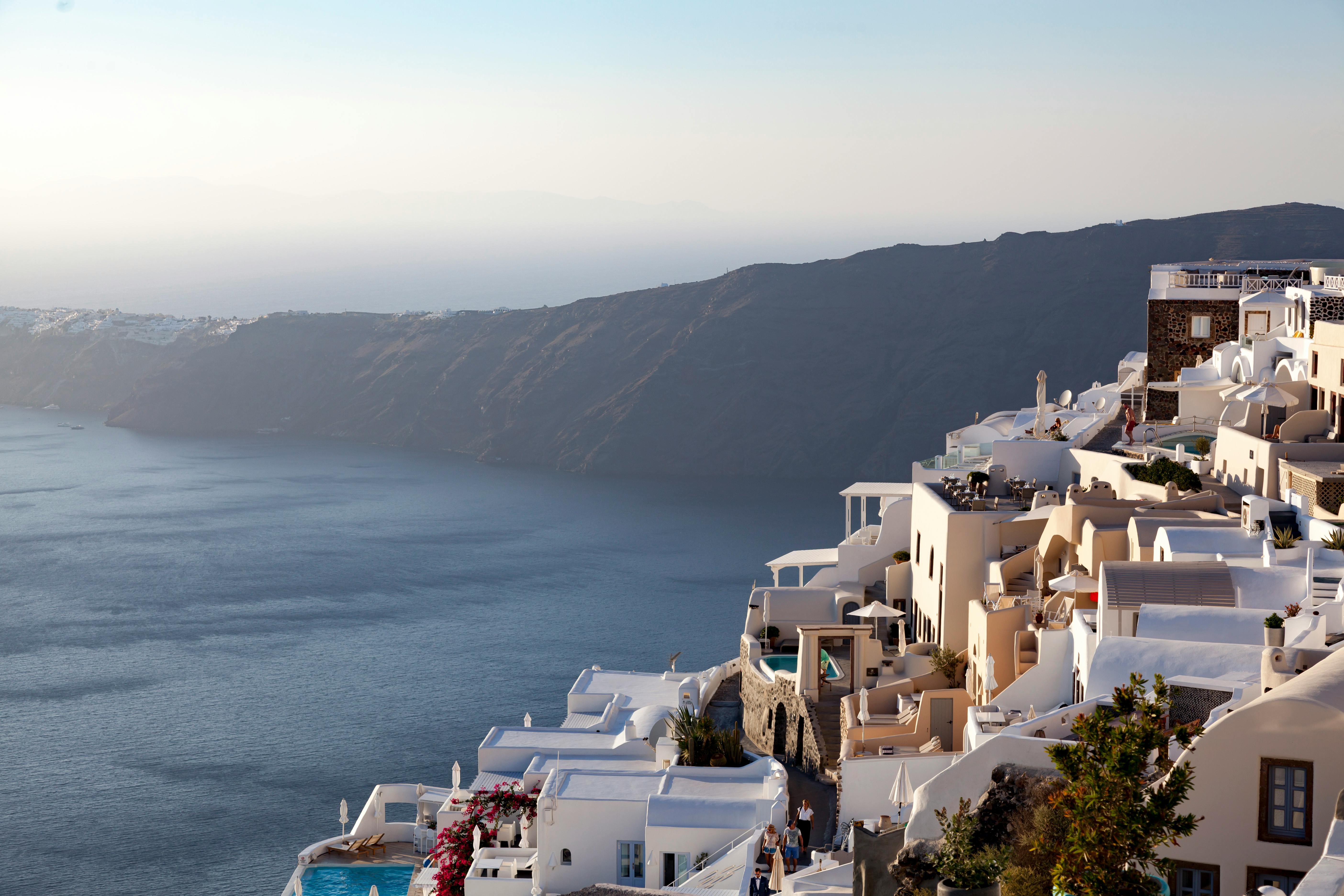 Imerovigli clifftop view on Santorini
