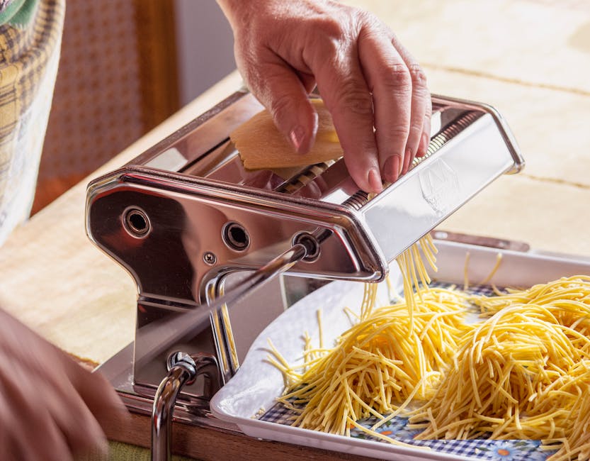 Senior adult using pasta maker