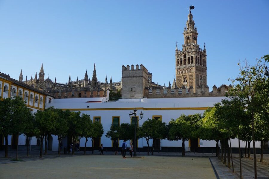 Giralda tower and Seville Cathedral from distance