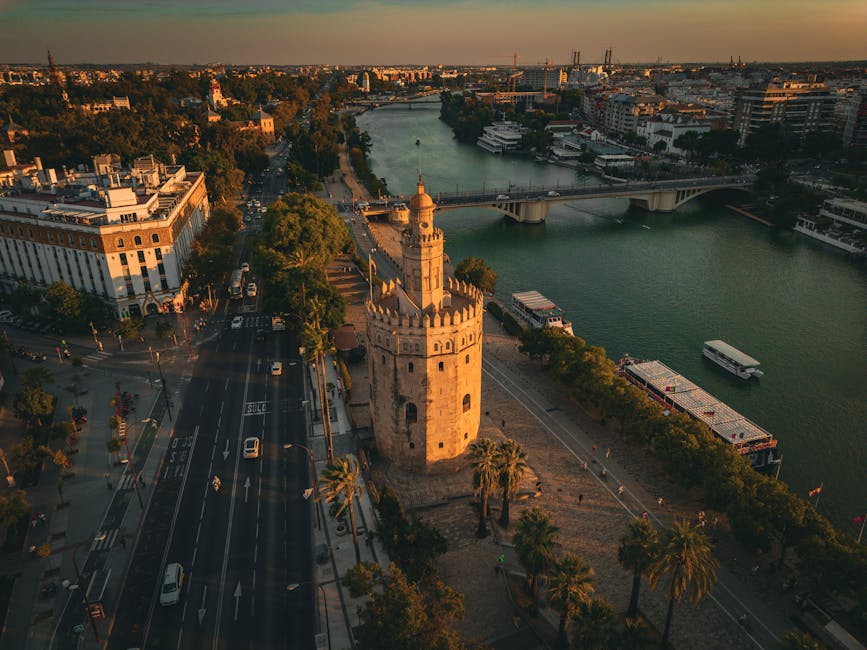 Aerial view of Torre del Oro and Guadalquivir