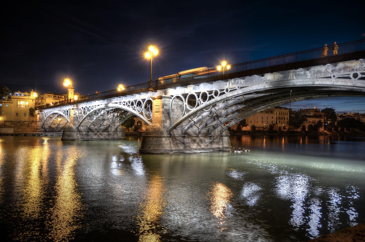 Seville Triana bridge at sunset