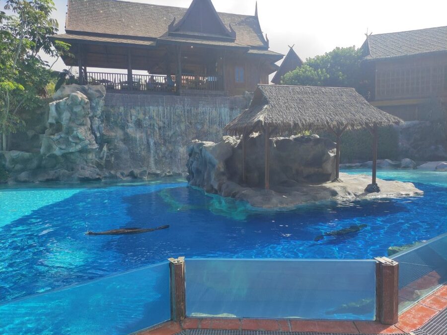 Thai-themed temple architecture throughout Siam Park Tenerife
