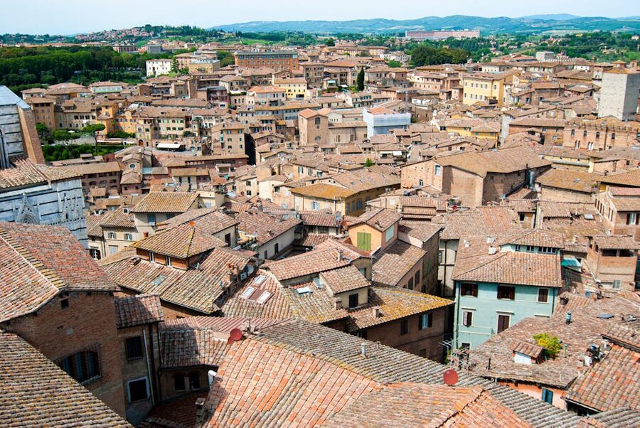 Siena historic rooftops aerial view