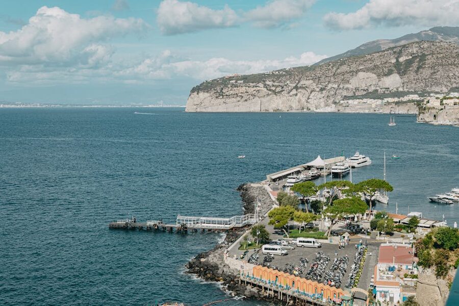 Sorrento coastline aerial bay view