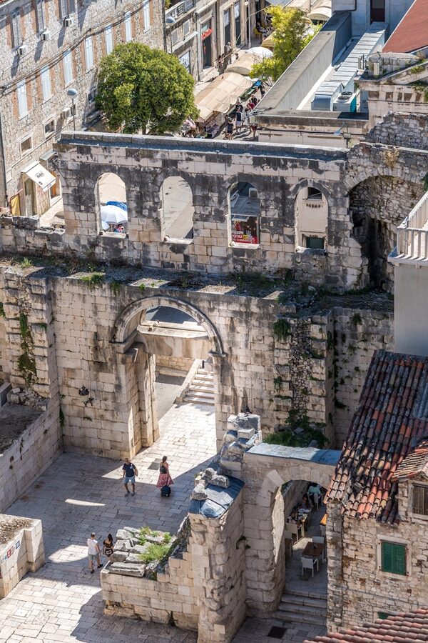Aerial view of Silver Gate in Split Croatia