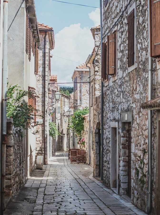 Stone narrow alley in Croatia