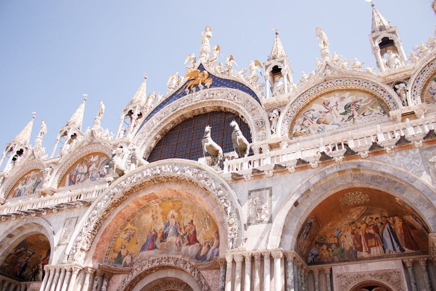 Detail of St Mark's Basilica facade, Venice