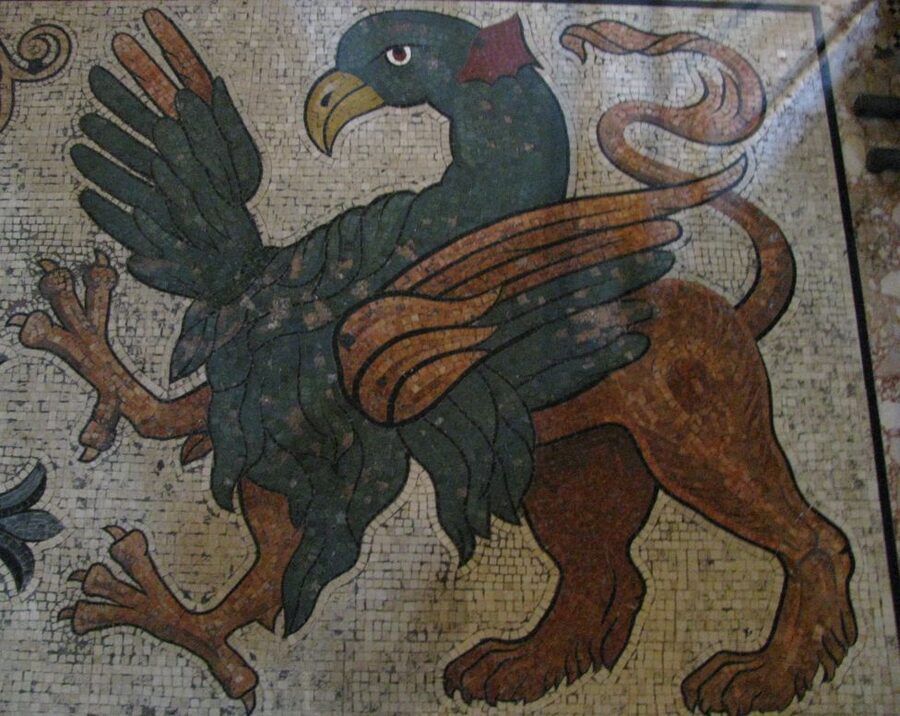 Medieval marble floor mosaic at St Mark's Basilica, Venice