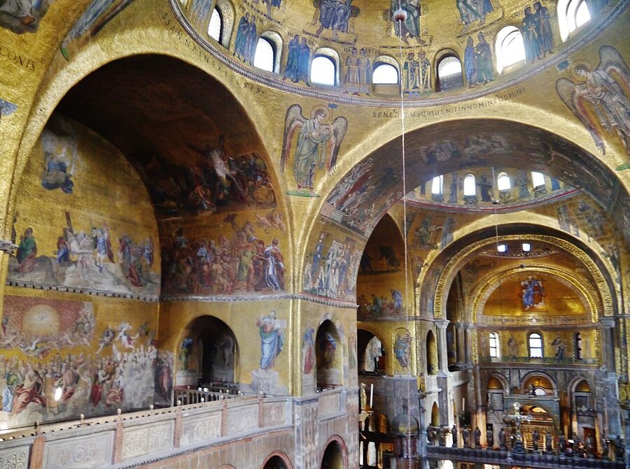 St Mark's Basilica interior gallery with Byzantine mosaics