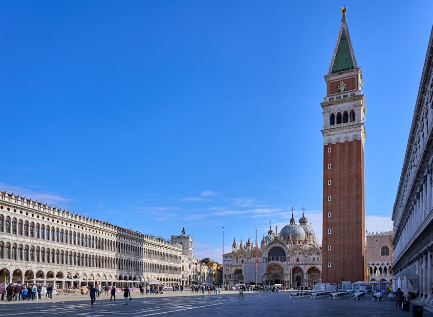 St Mark's Campanile and basilica in St Mark's Square