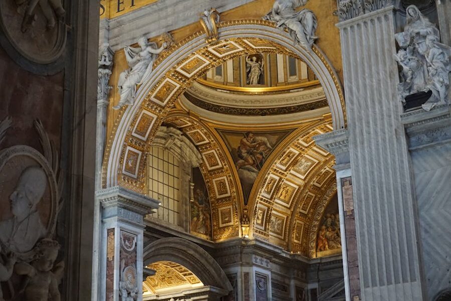 Baroque arches inside St Peters Basilica