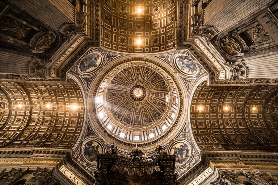 St Peters Basilica dome with religious art