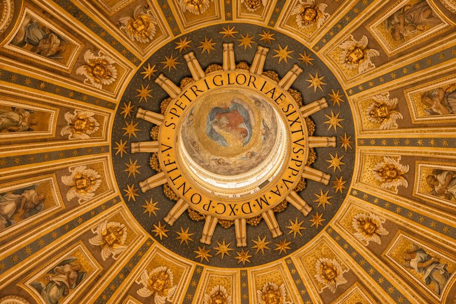 St Peters Basilica ornamental dome from below