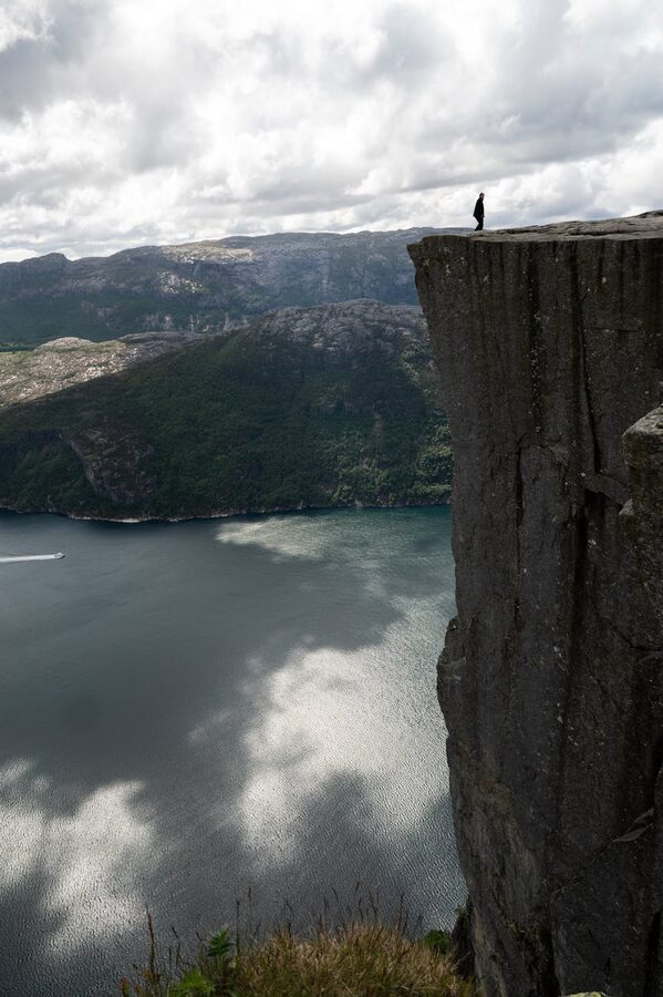View from Preikestolen cliff platform over the Lysefjord