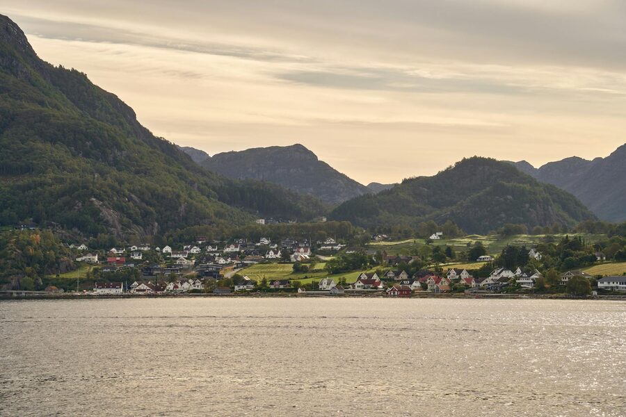 Small town along a fjord in the Rogaland region of Norway