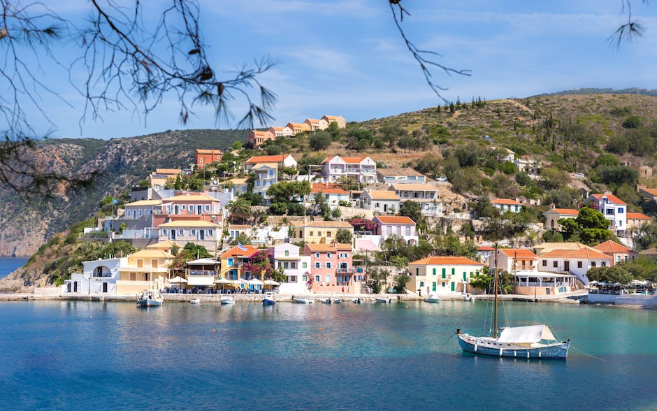 Blue door and alleyway in Symi upper village