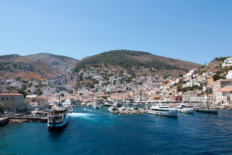 Rocky coastline of Symi island seen from the water