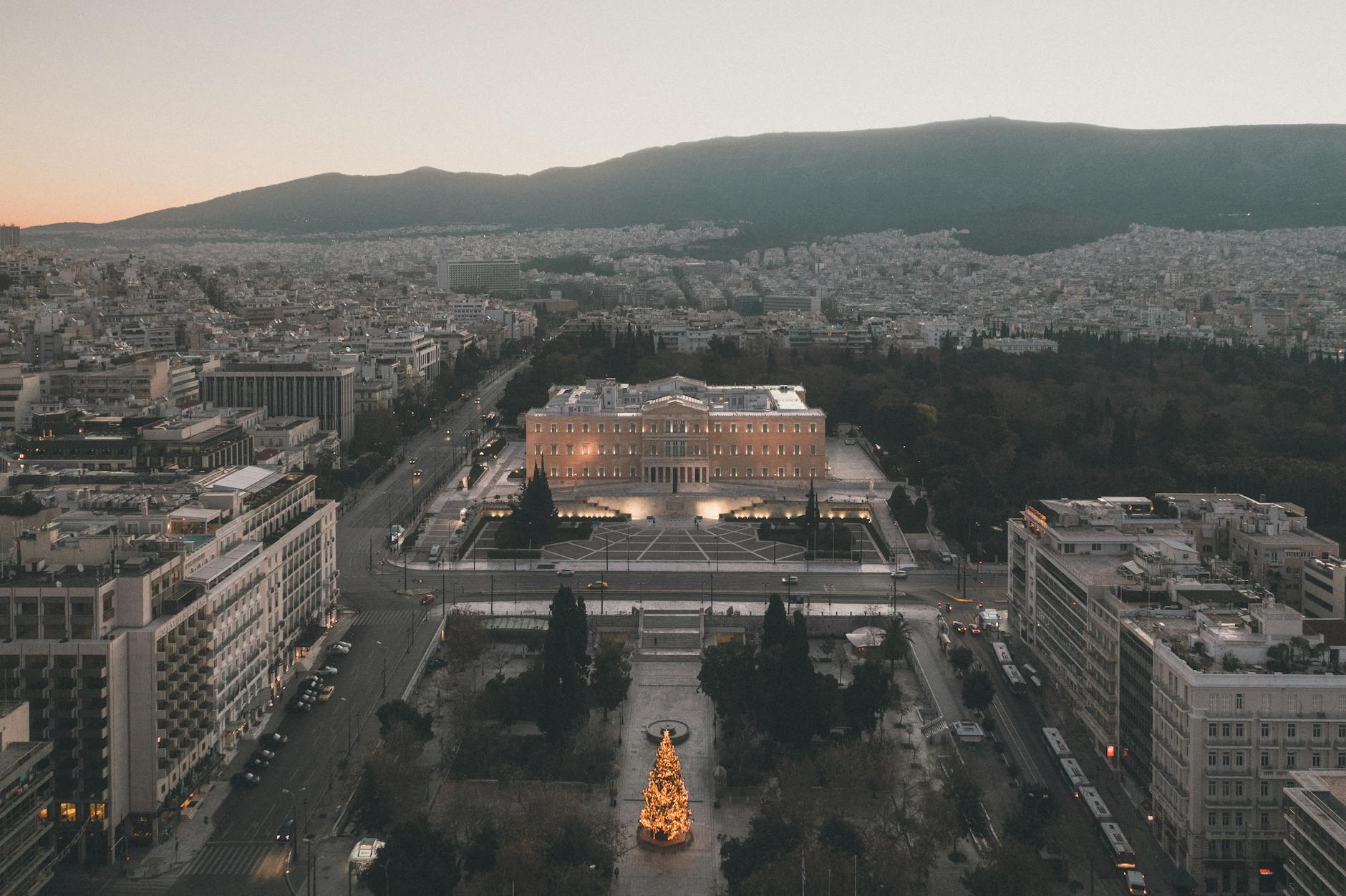 Aerial view of Syntagma Square in Athens