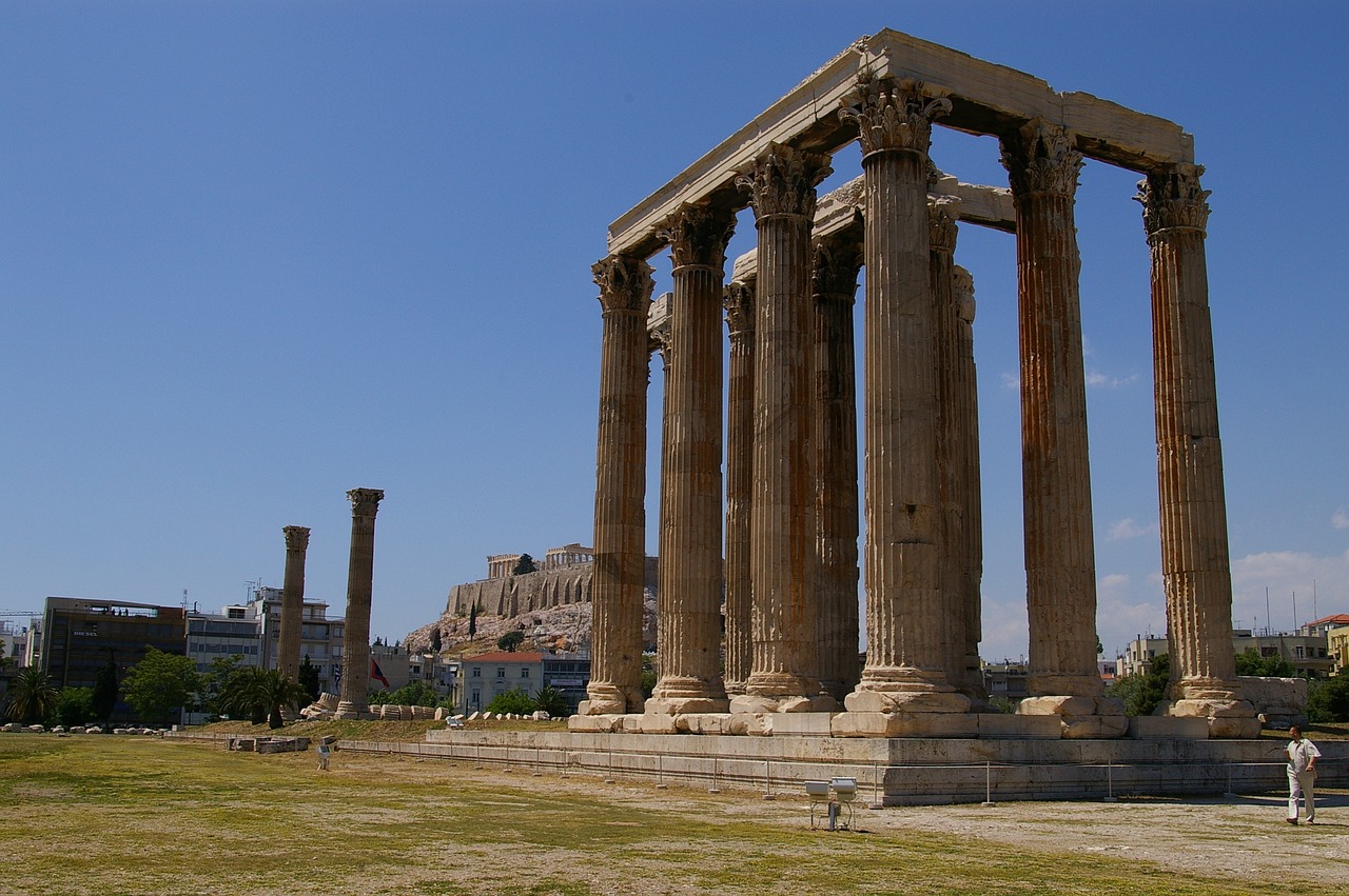 The Temple of Olympian Zeus in Athens with surviving columns