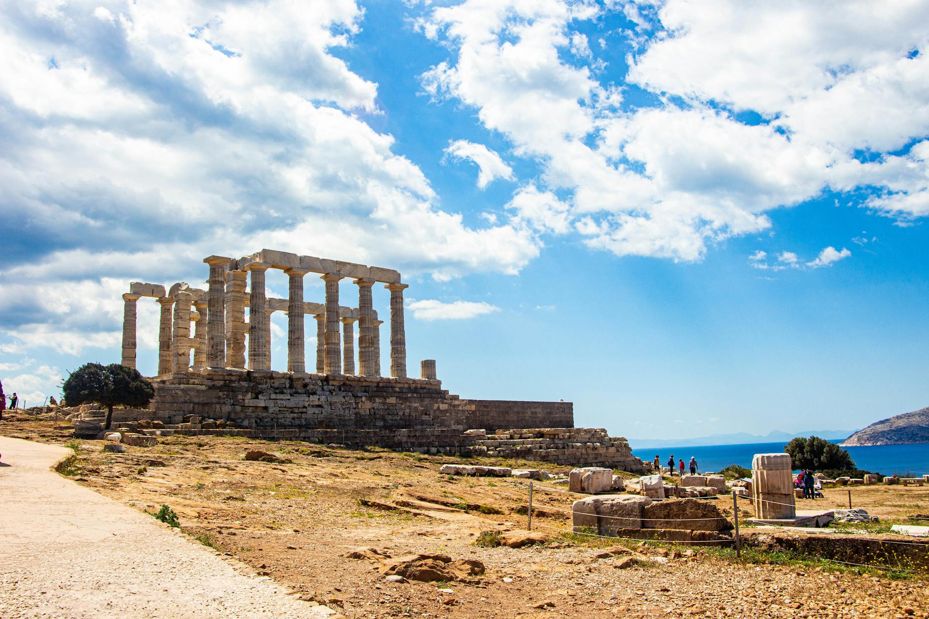 The iconic Temple of Poseidon at Cape Sounion in Greece