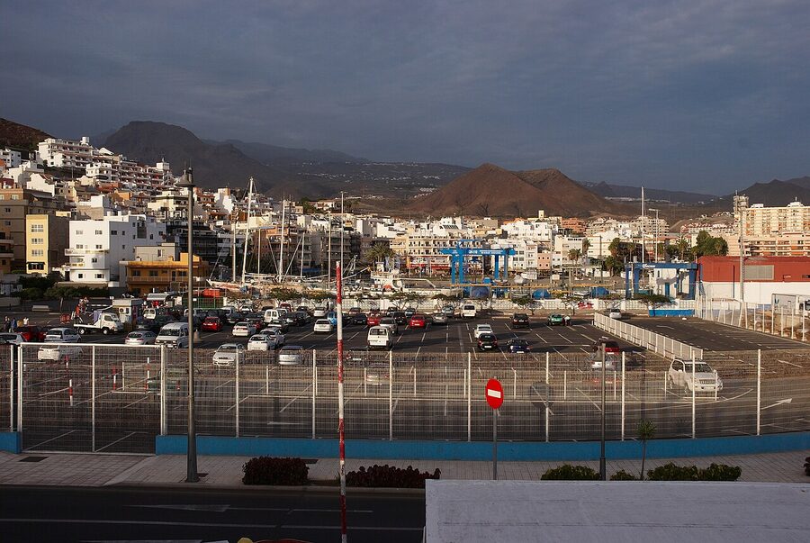 Los Cristianos port Tenerife with boats moored