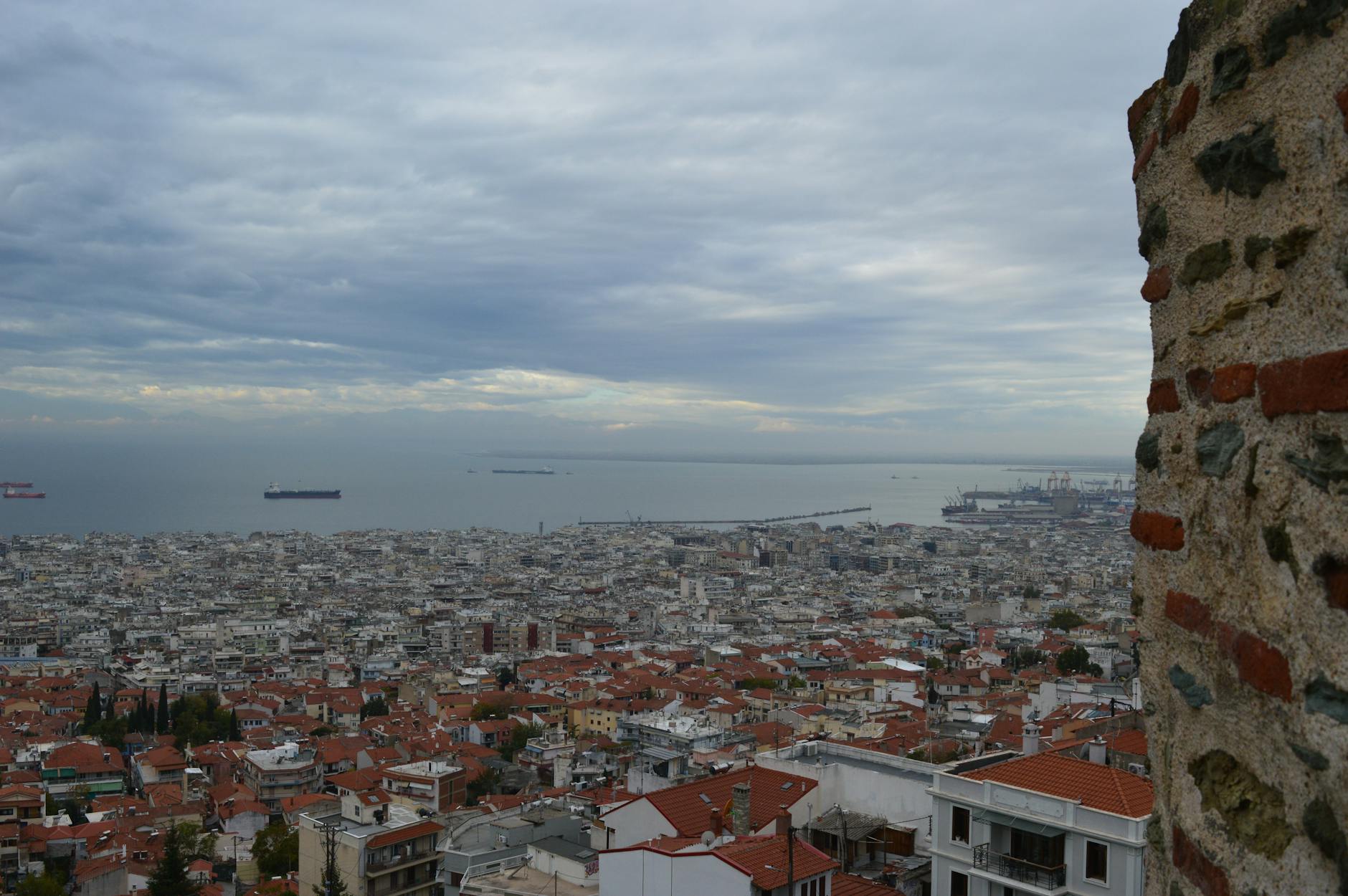 Aerial view of Thessaloniki from the Byzantine walls