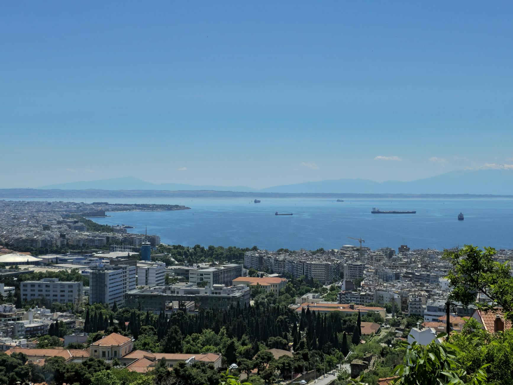 Aerial view of Thessaloniki cityscape and harbor