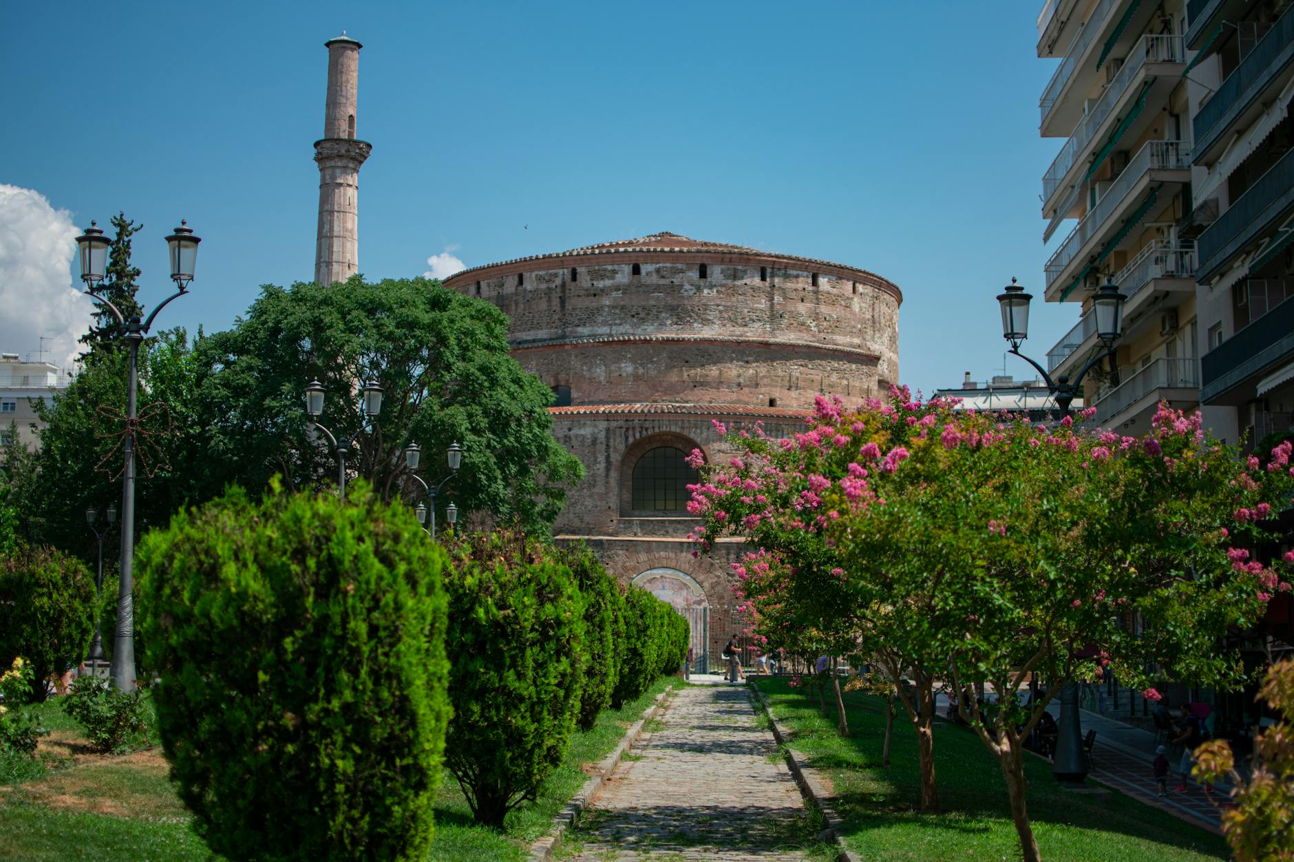 Rotunda of Galerius surrounded by gardens in Thessaloniki