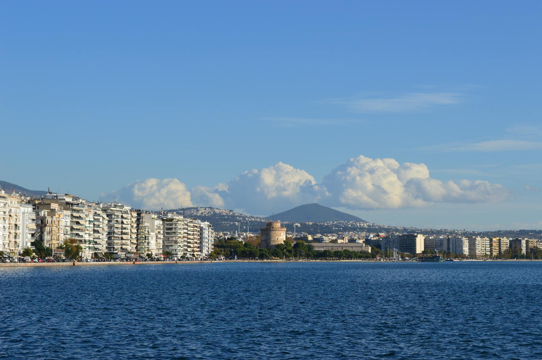 Seaside view of Thessaloniki with the iconic White Tower