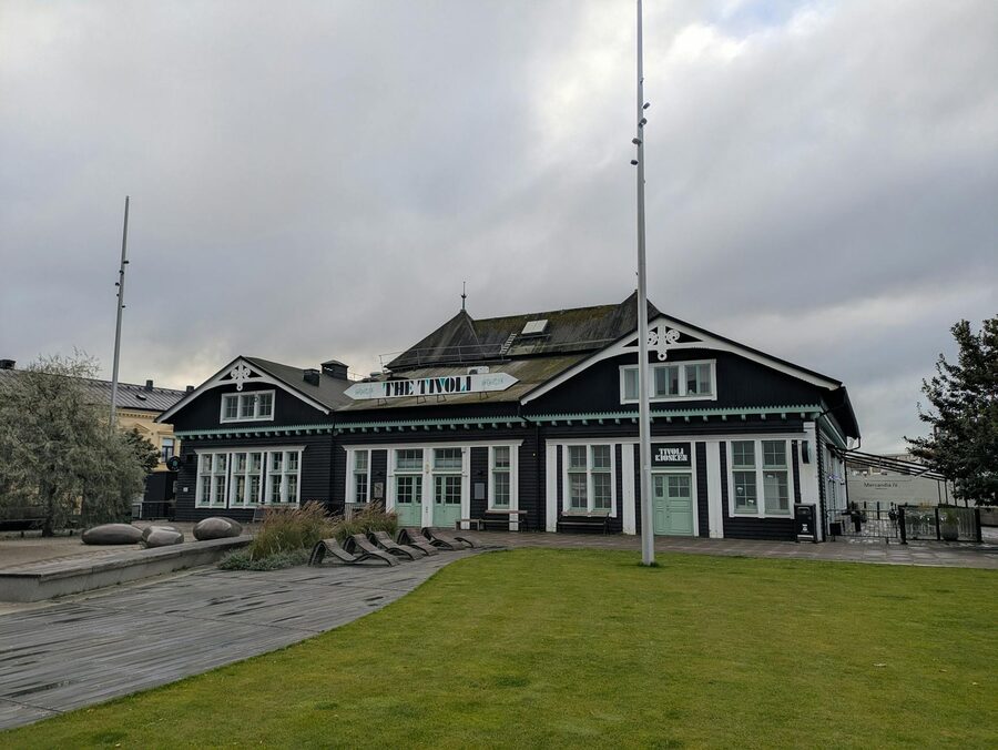 Classic Tivoli building with period architecture on a cloudy day