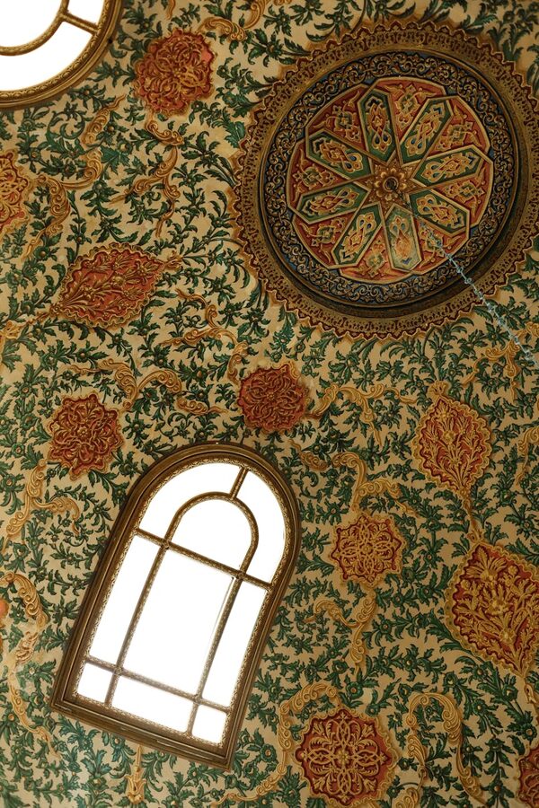 Intricate ceiling details and art inside Topkapi Palace