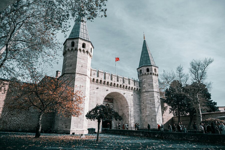 Topkapi Palace historic entrance during autumn in Istanbul