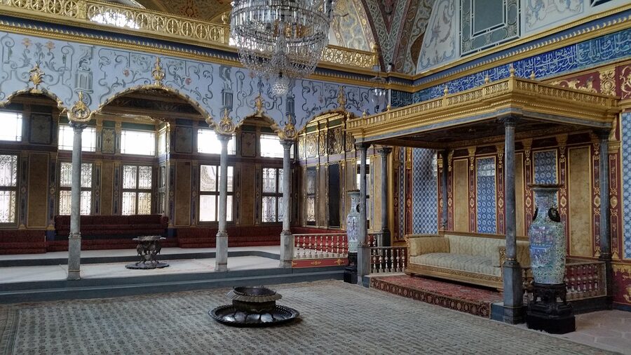 Imperial Hall interior with ornate decorations in Topkapi Palace